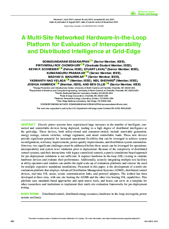 Pdf A Multi Site Networked Hardware In The Loop Platform For Evaluation Of Interoperability 3157