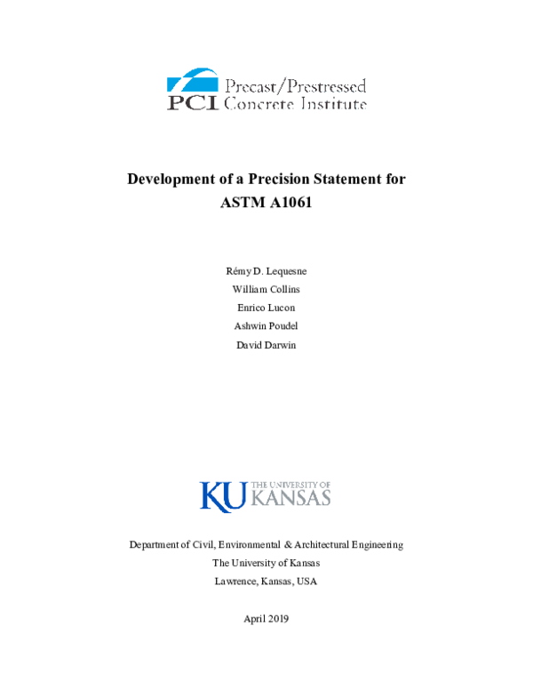 (PDF) Development of a Precision Statement for ASTM A1061