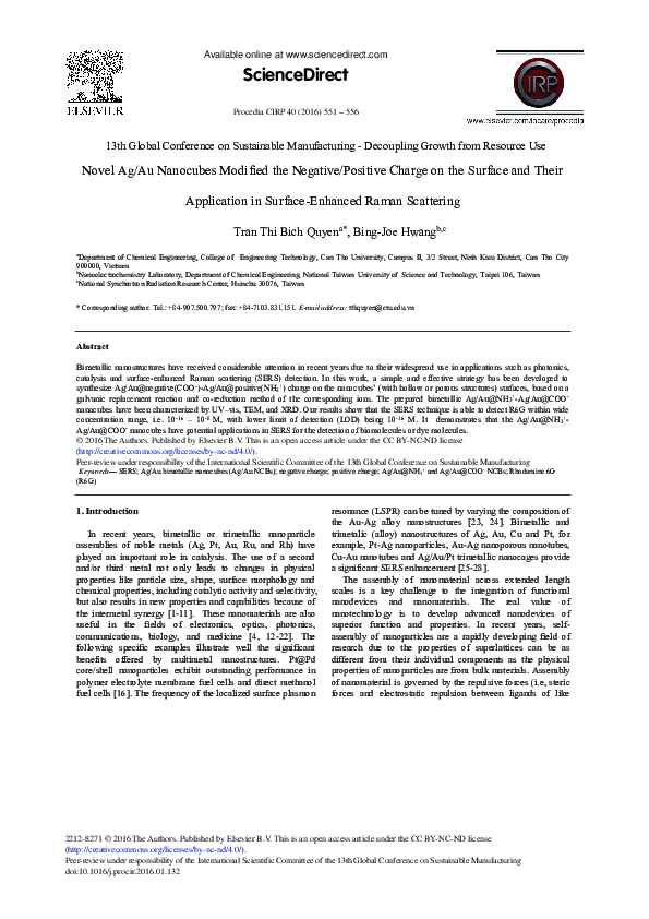 (PDF) Novel Ag/Au Nanocubes Modified the Negative/Positive Charge on ...