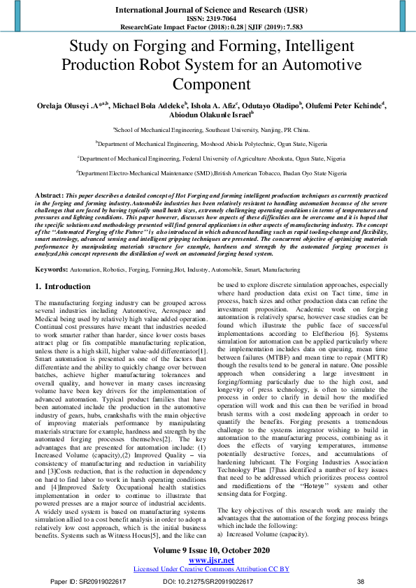 (PDF) Study on Forging and Forming, Intelligent Production Robot System ...
