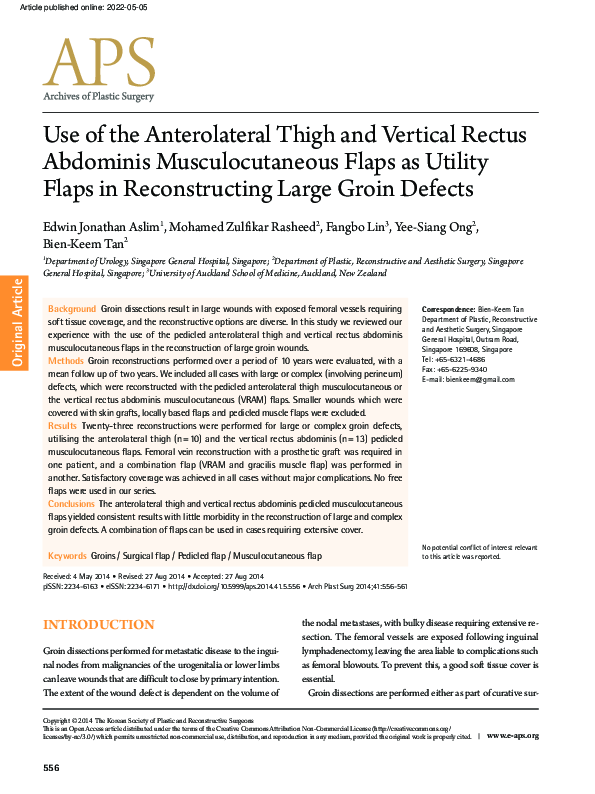(PDF) Use of the Anterolateral Thigh and Vertical Rectus Abdominis ...