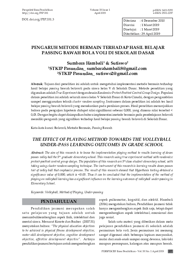 (PDF) Implementasi Metode Bermain Dalam Pembelajaran Passing Bawah Bola ...