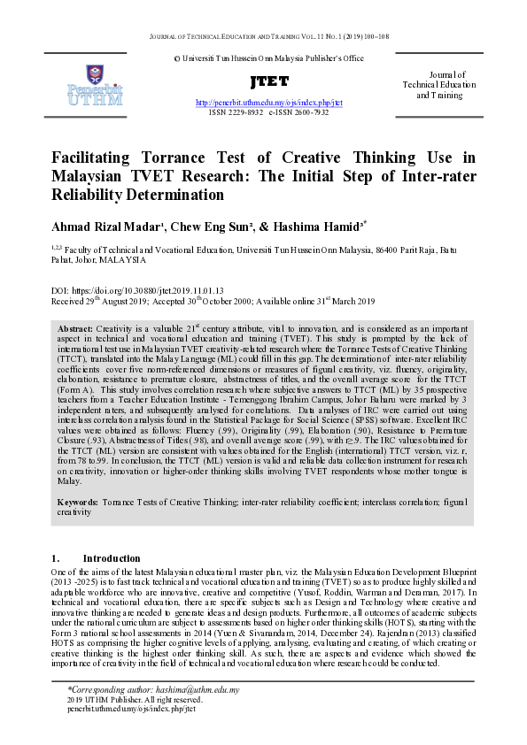 (PDF) Facilitating Torrance Test of Creative Thinking Use in Malaysian ...