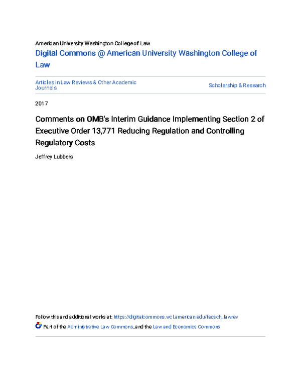 (PDF) Comments on OMB\u27s Interim Guidance Implementing Section 2 of ...