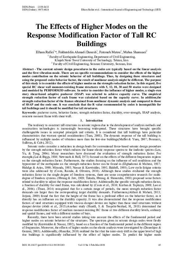 (PDF) The Effects of Higher Modes on the Response Modification Factor ...
