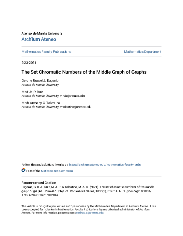 (PDF) The set chromatic numbers of the middle graph of graphs
