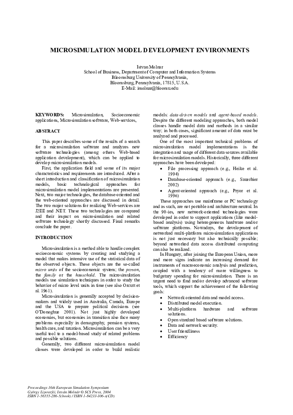 (PDF) Microsimulation Model Development Environments