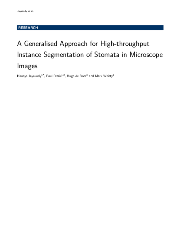 (PDF) A Generalised Approach for High-throughput Instance Segmentation ...