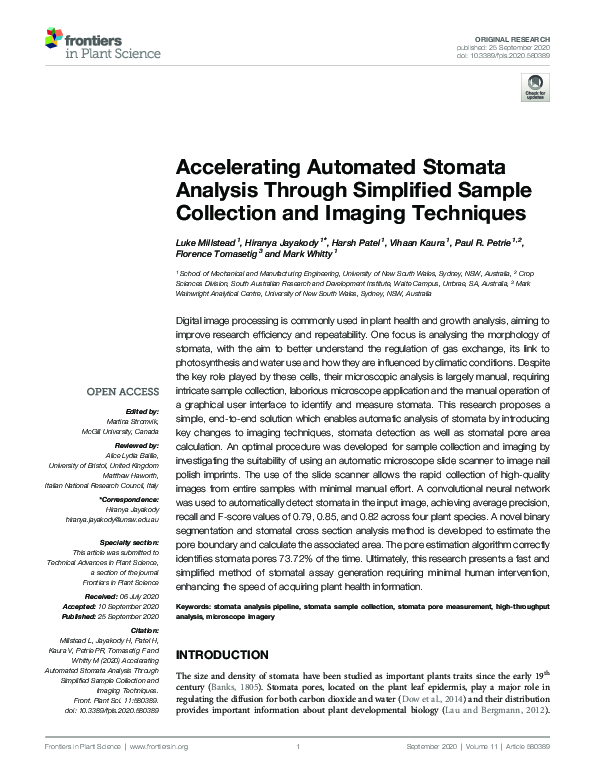 (PDF) Accelerating Automated Stomata Analysis Through Simplified Sample ...