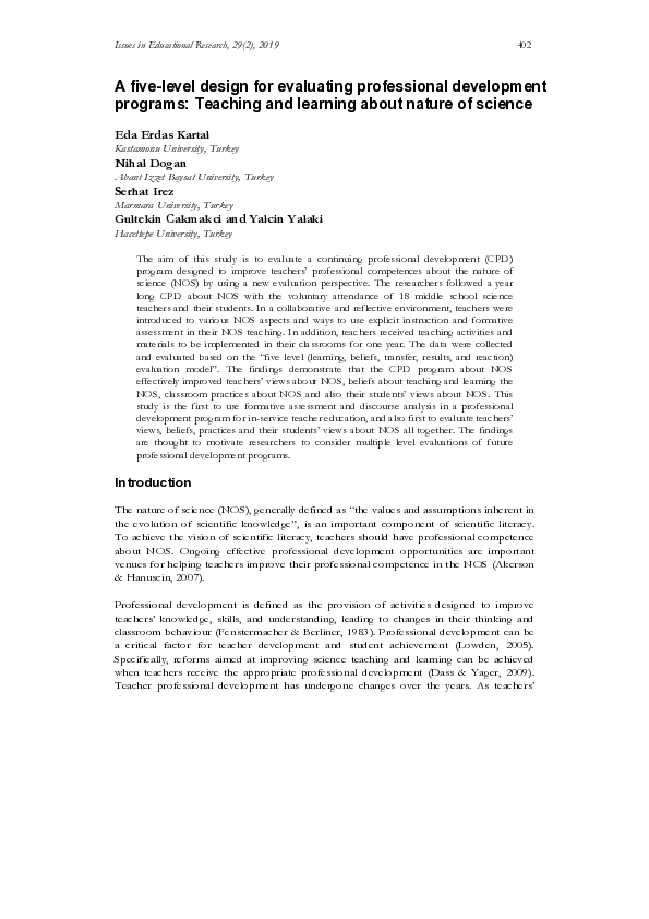 (PDF) A five-level design for evaluating professional development programs: Teaching and ...