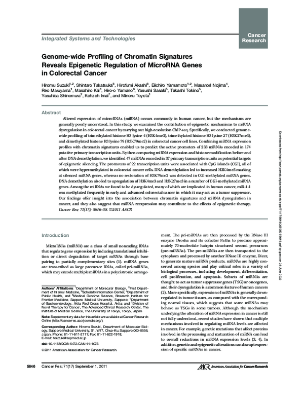 (PDF) Genome-wide Profiling of Chromatin Signatures Reveals Epigenetic ...