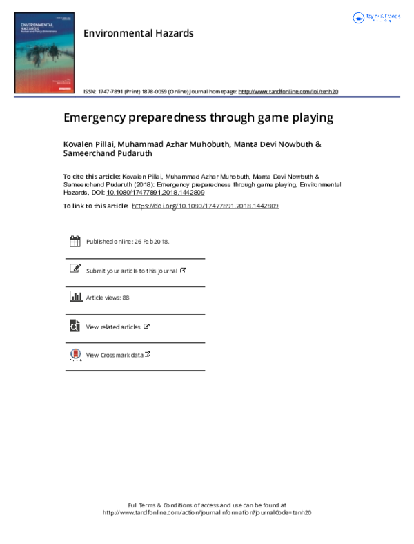 (PDF) Emergency preparedness through game playing