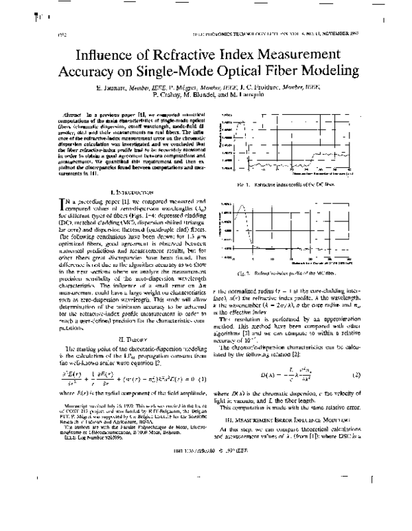 (PDF) Influence of refractive index measurement accuracy on single-mode optical fiber modeling