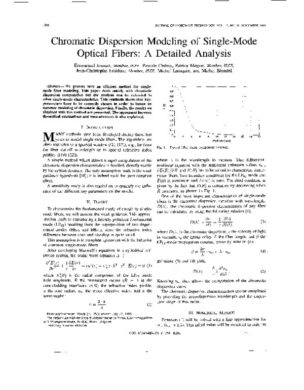 (PDF) Chromatic dispersion modeling of single-mode optical fibers: a ...