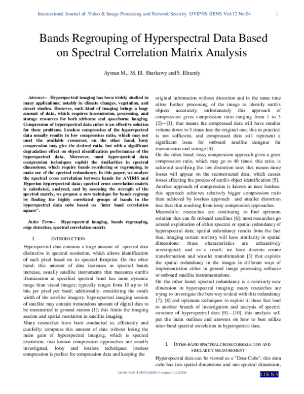(PDF) Bands Regrouping of Hyperspectral Data Based on Spectral Correlation Matrix Analysis