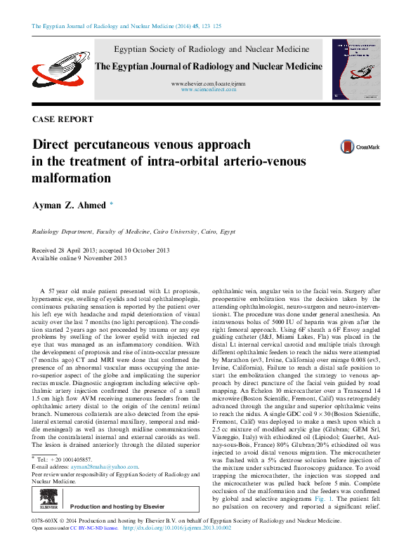 (PDF) Direct percutaneous venous approach in the treatment of intra ...