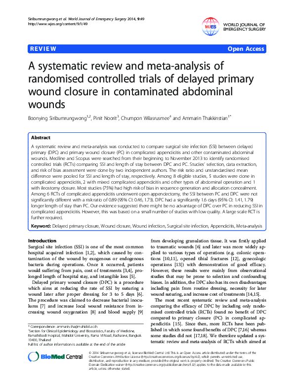 (PDF) A systematic review and meta-analysis of randomised controlled trials of delayed primary ...