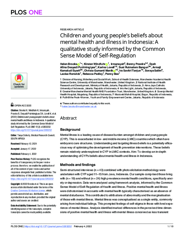(PDF) Children and young people’s beliefs about mental health and ...