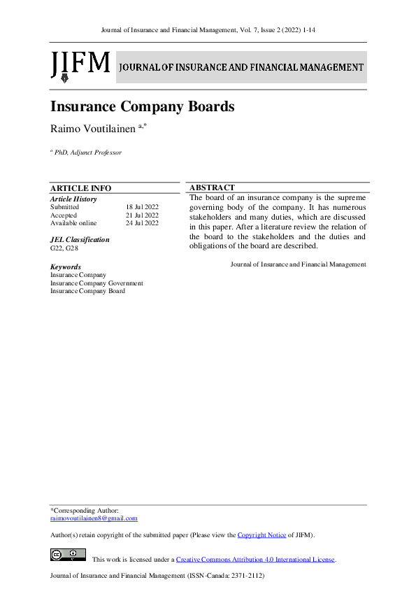 (PDF) Insurance Company Boards