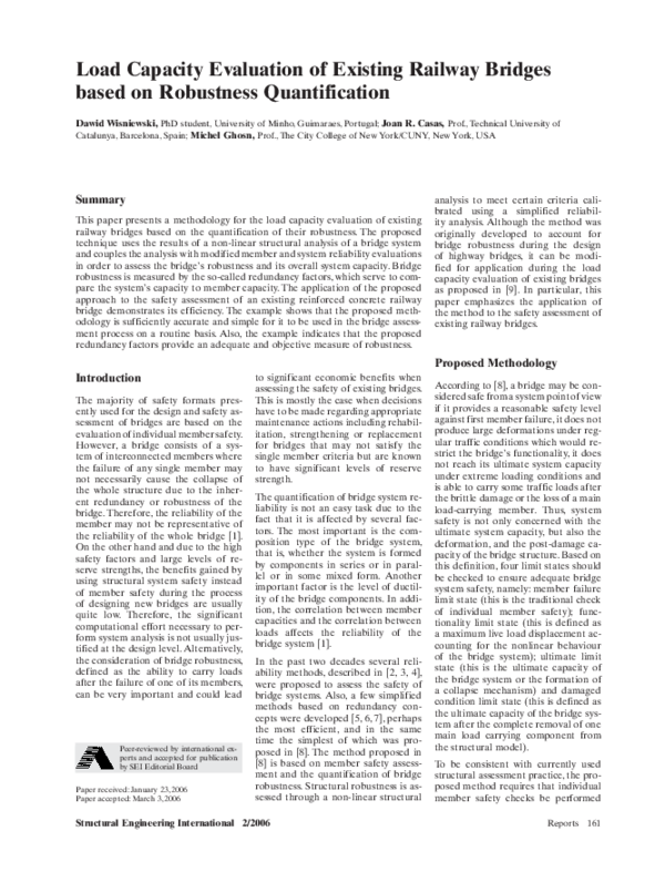 (PDF) Load Capacity Evaluation of Existing Railway Bridges based on Robustness Quantification