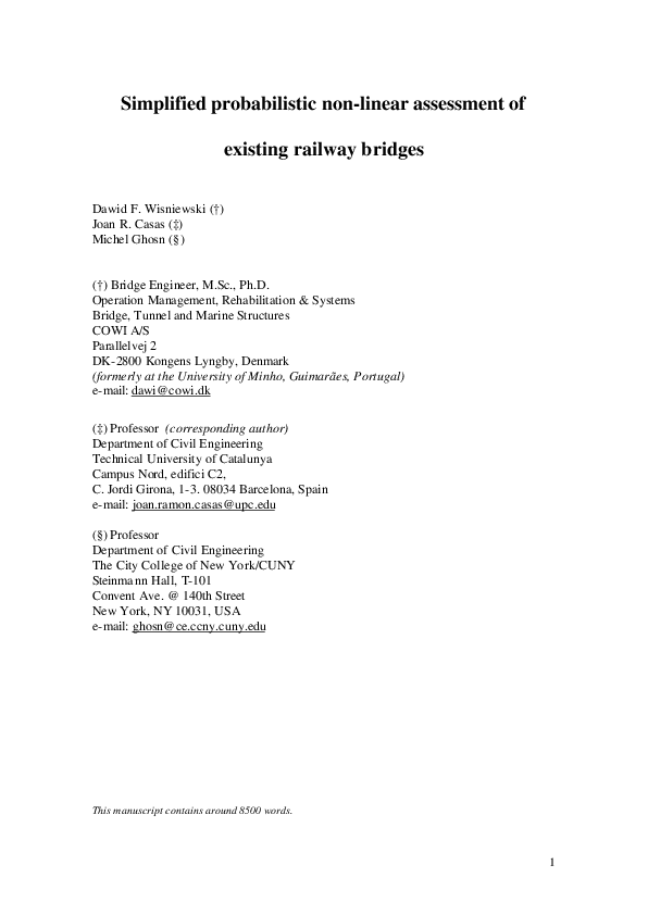 (PDF) Simplified probabilistic non-linear assessment of existing railway bridges