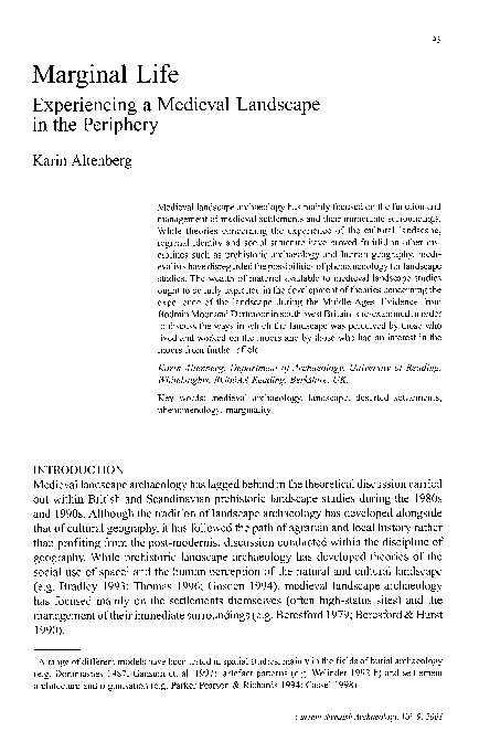 (PDF) Marginal Life: Experiencing a Medieval Landscape in the Periphery