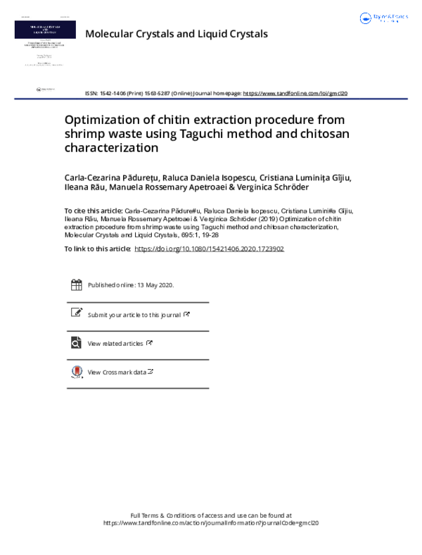 (PDF) Optimization of chitin extraction procedure from shrimp waste using Taguchi method and ...