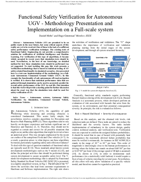 (PDF) Functional Safety Verification for Autonomous UGVs—Methodology Presentation and ...