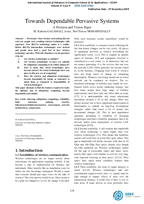 (PDF) Towards Dependable Pervasive Systems A Position and Vision Paper
