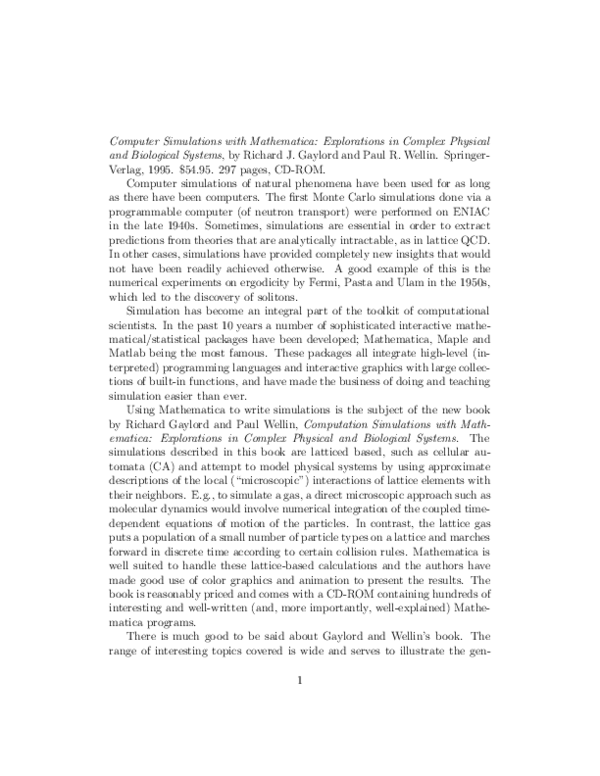 (PDF) Computer Simulations with Mathematica: Explorations in Complex ...
