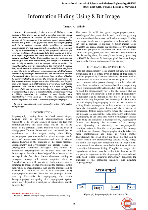 (PDF) Information Hiding Using 8 Bit Image | luay shihab - Academia.edu