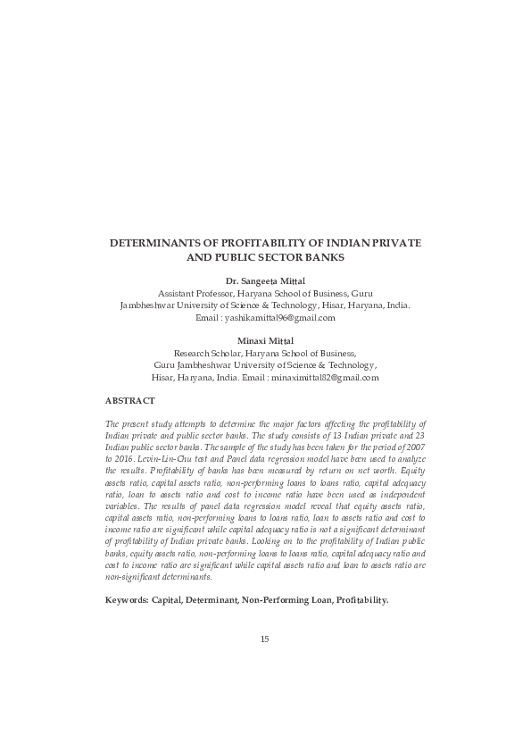 (PDF) Profitability Factors in Indian Banks (PDF) Profitability Factors in Indian Banks