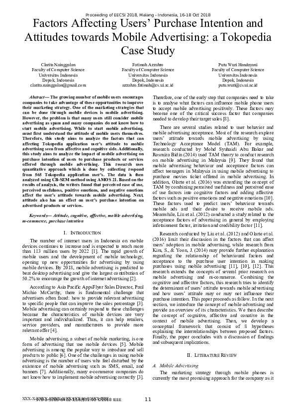 Pdf Factors Affecting Users Purchase Intention And Attitudes Towards