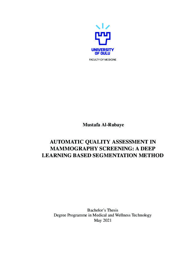 (PDF) Automatic quality assessment in mammography screening:a deep learning based segmentation ...