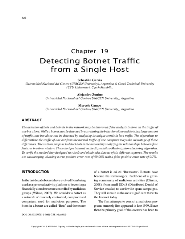 (PDF) Detecting Botnet Traffic from a Single Host | Marcelo Campo - Academia.edu