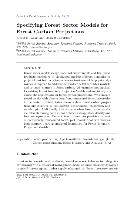 (PDF) Specifying Forest Sector Models for Forest Carbon Projections ...
