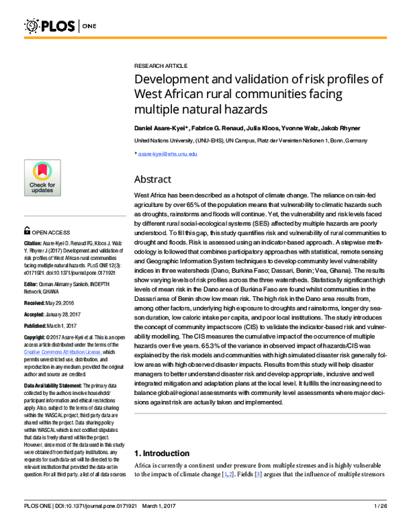 (PDF) Development and validation of risk profiles of West African rural ...