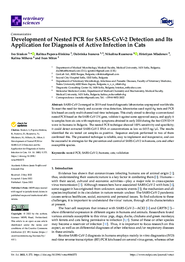 (PDF) Development of Nested PCR for SARS-CoV-2 Detection and Its ...