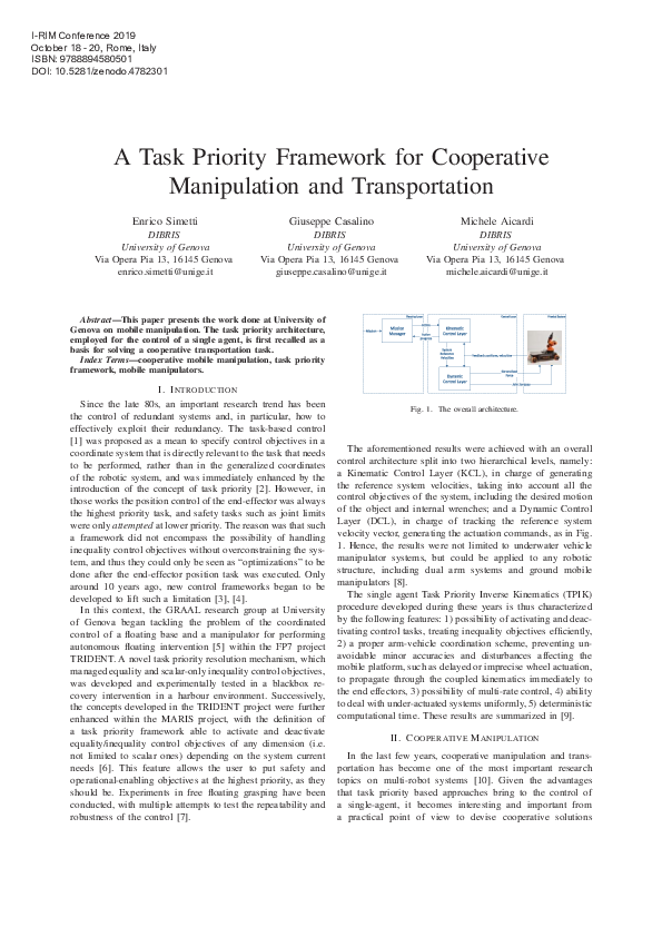 (PDF) A Task Priority Framework for Cooperative Manipulation and ...