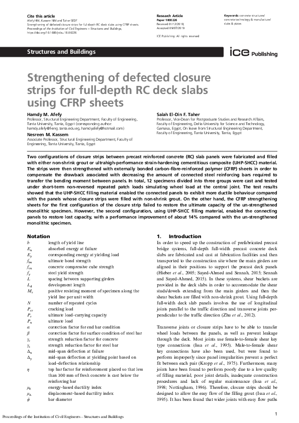 (PDF) Strengthening of defected closure strips for full-depth RC deck ...