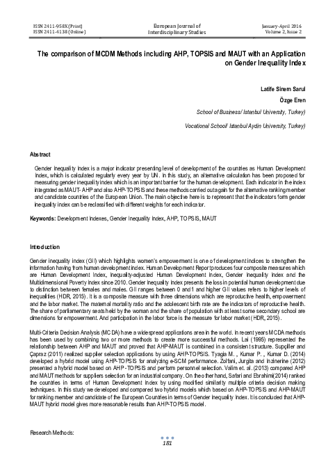 (PDF) The comparison of MCDM Methods including AHP, TOPSIS and MAUT ...