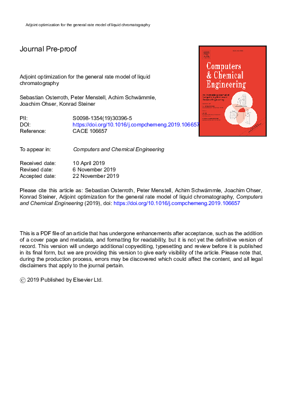 (PDF) Adjoint optimization for the general rate model of liquid ...