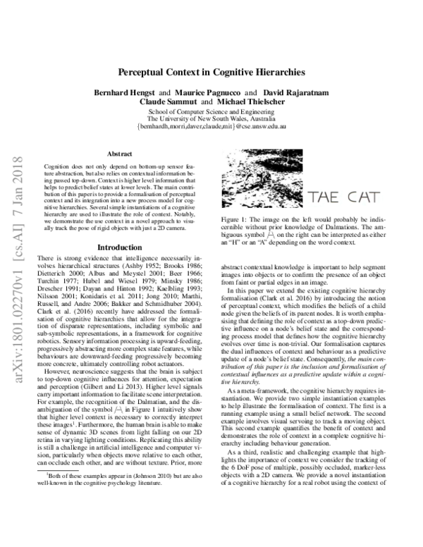 (PDF) Perceptual Context in Cognitive Hierarchies