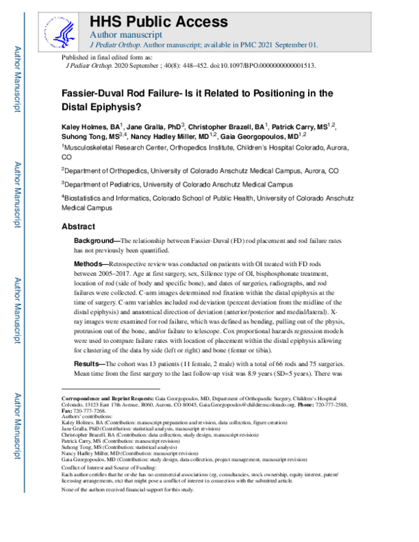 (PDF) Fassier-Duval Rod Failure: Is It Related to Positioning in the ...