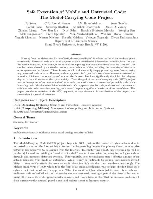 (PDF) Model-Carrying Code: Safeguarding Against Untrusted Software