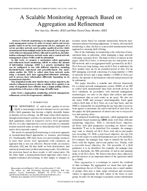 (PDF) A scalable monitoring approach based on aggregation and refinement