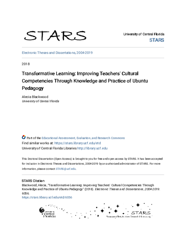 (PDF) Transformative Learning: Improving Teachers\u27 Cultural ...