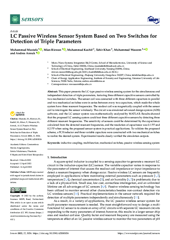 (PDF) LC Passive Wireless Sensor System Based on Two Switches for ...
