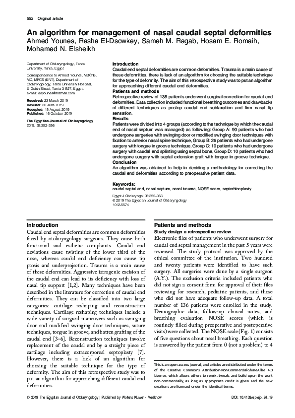 (PDF) An algorithm for management of nasal caudal septal deformities
