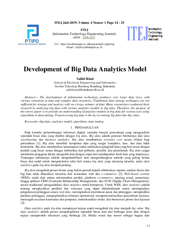 (PDF) Development of Big Data Analytics Model